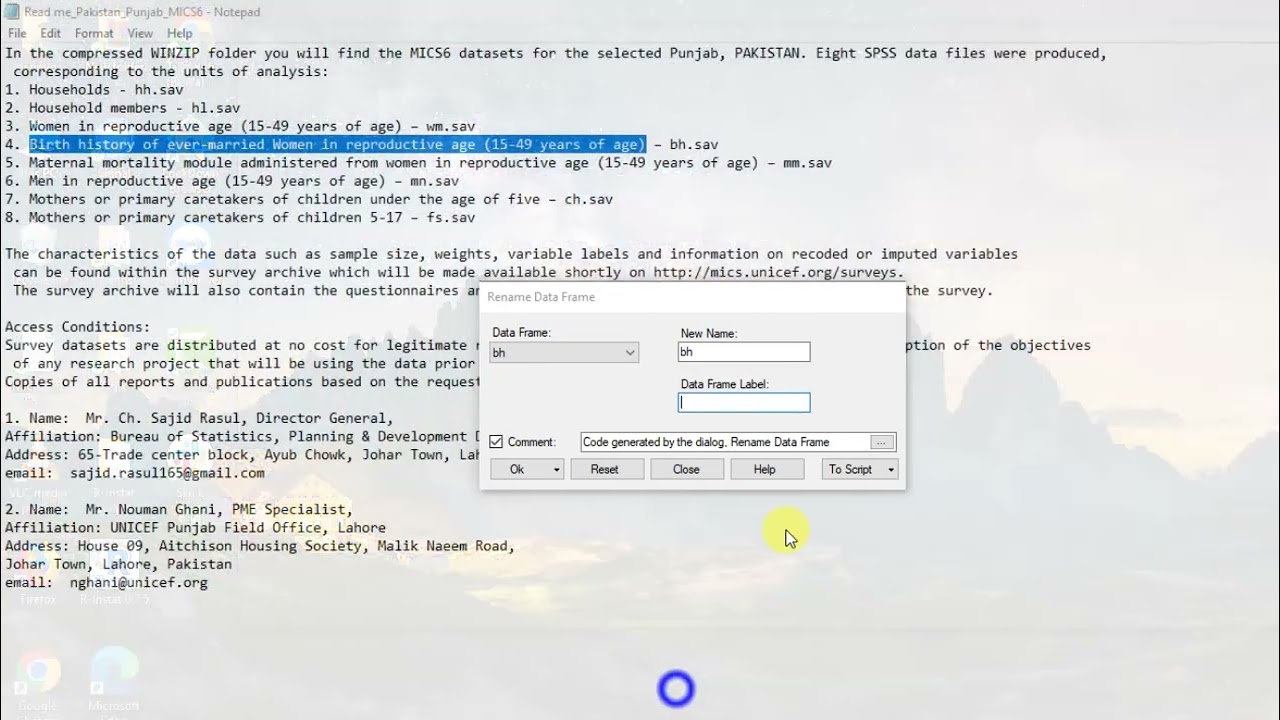 R-Instat: Explore and Tidy MICS Data