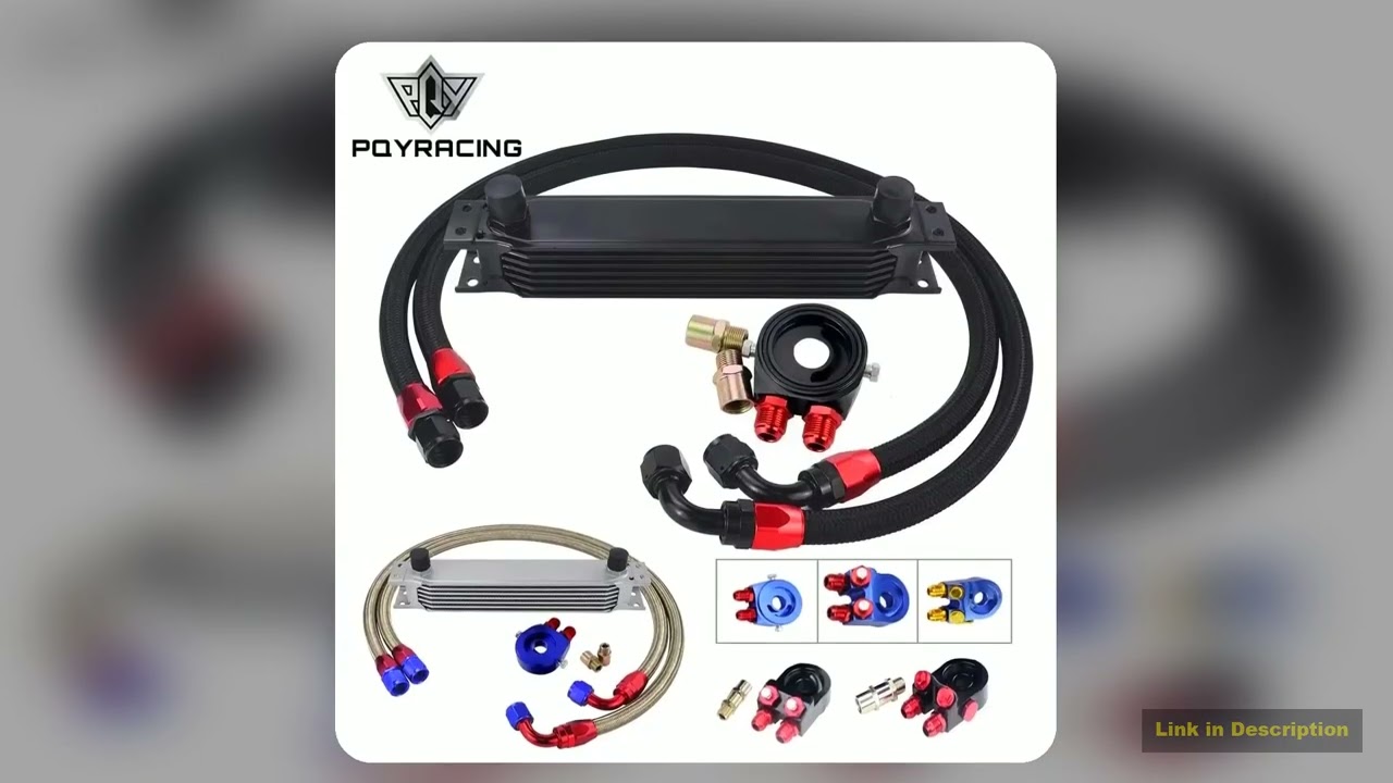 7 Rows Oil Cooler Kit AN10 Transmission Oil Cooler Kit Oil Filter Adapter Stainless Steel Braided