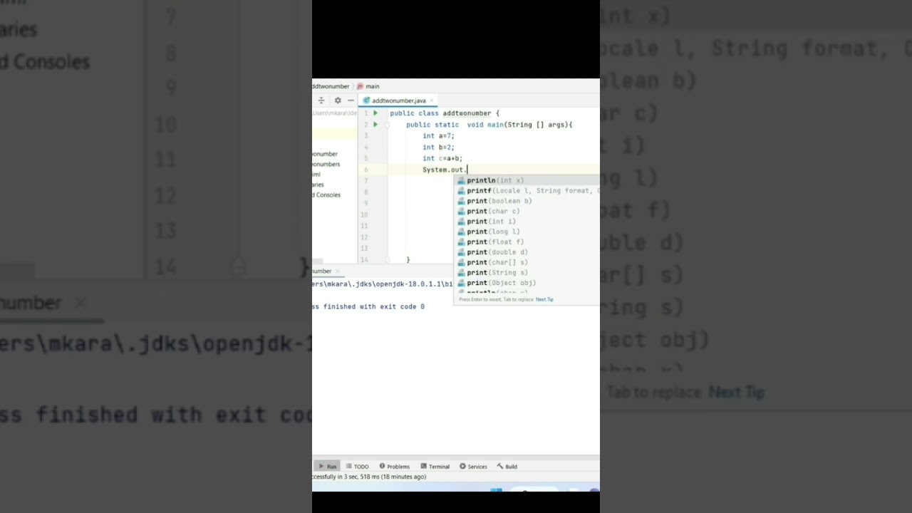 Addition of two Numbers using Java programming #short #shorts #java