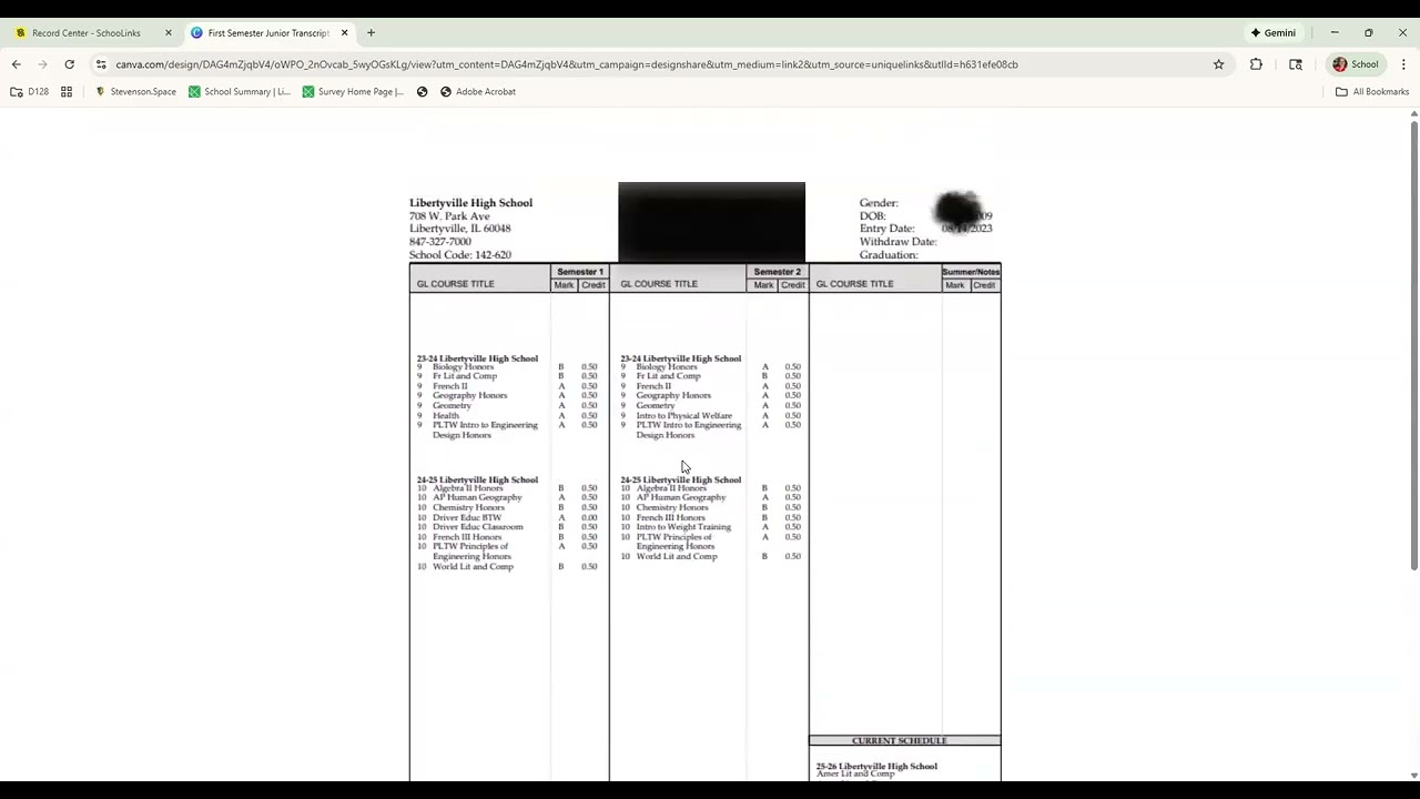SchooLinks: Access your unofficial transcript