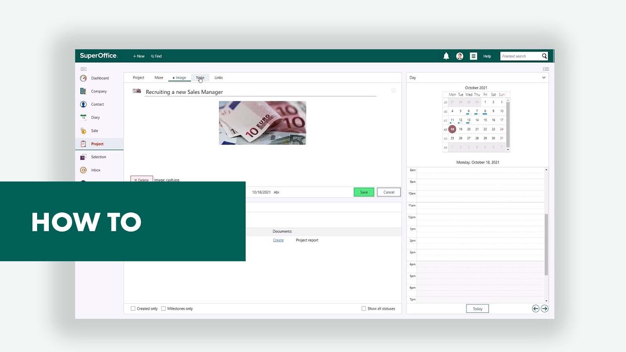 How to create a project in SuperOffice CRM