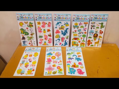 Unboxing and Review of Different 3D Cartoon Sticker for Kids Enjoyed Multi Design Cartoon Sticker