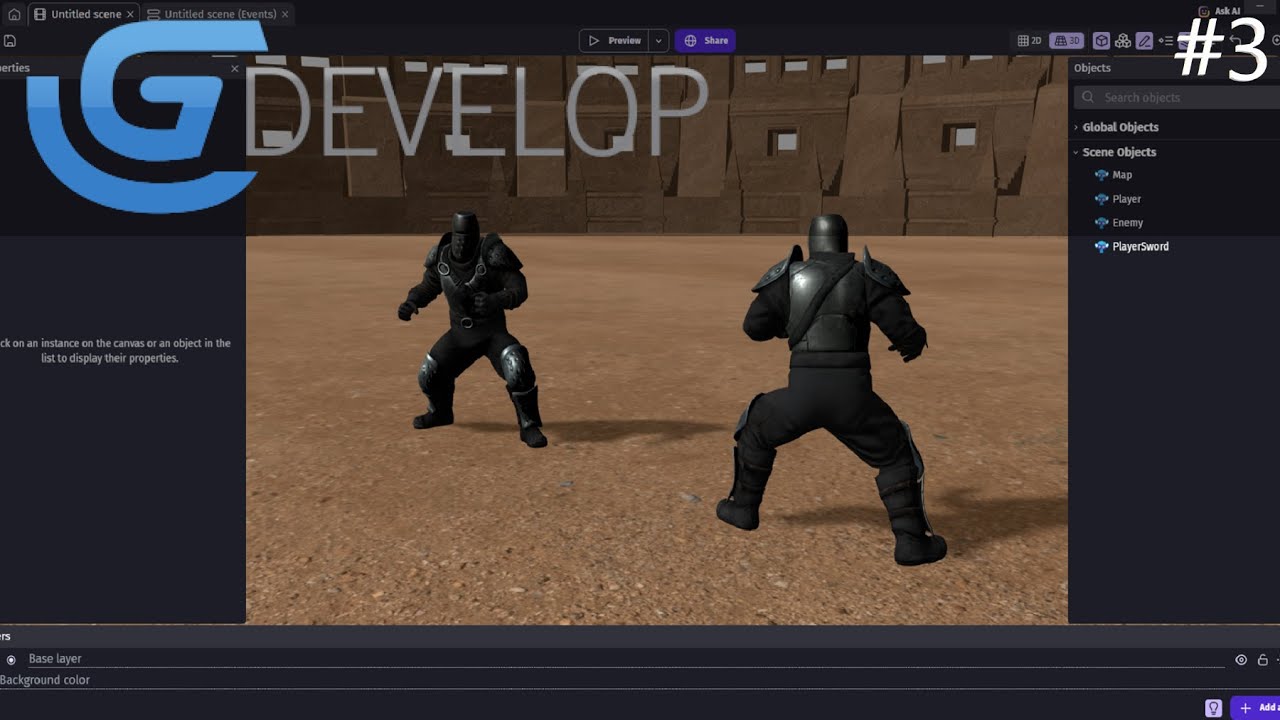 (GDevelop) 3D Knight fighting game - Devlog #3