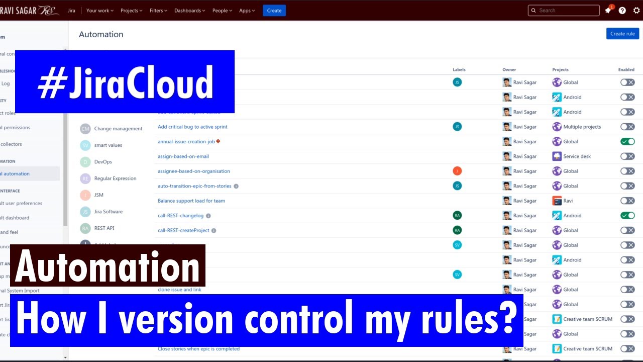 Jira Cloud Automation - How I version control my rules?