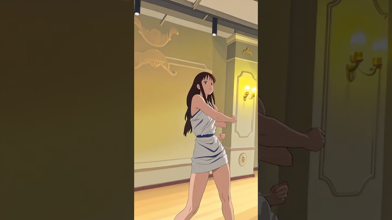 Ghibli style ai video of a girl dancing
