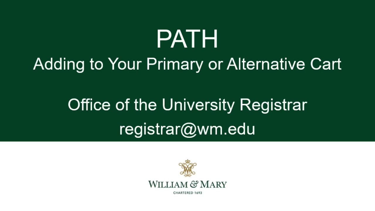 W&M PATH Primary & Alternative Carts Demo