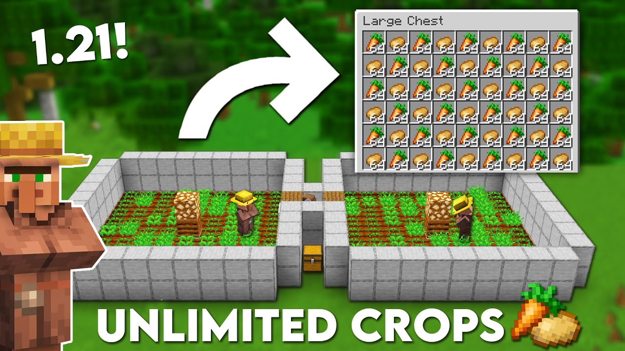 Minecraft Villager AFK Crop Farm 1.20 Tutorial - Potato Wheat Carrot - Minecraft Builders