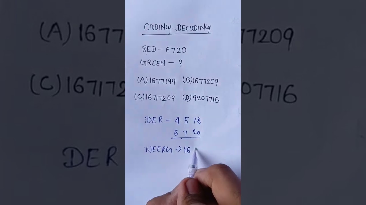 Reasoning Question| Coding-Decoding| #short #shortvideo #ssccgl #sscchsl #rrbntpc
