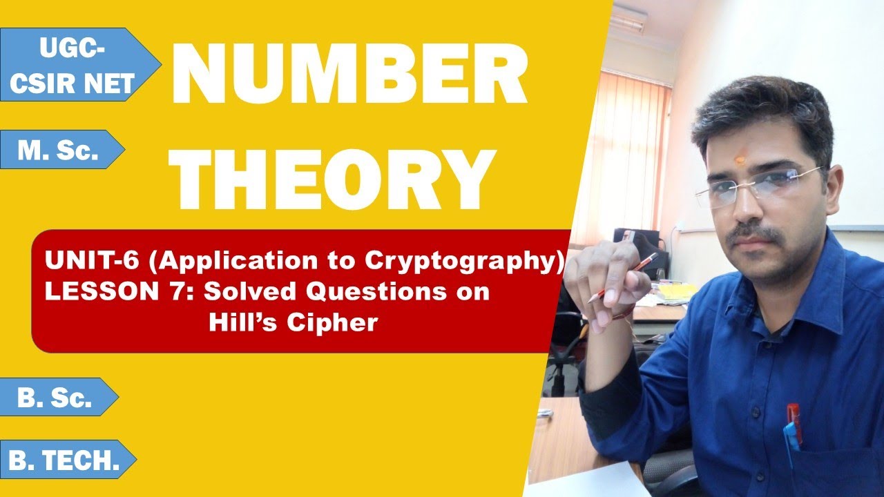 Number Theory Unit-6 Lesson-7: Solved Questions on Hill's Cipher (Application to Cryptography)