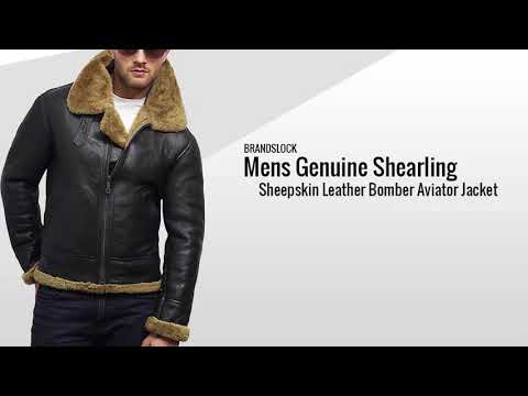 Brandslock Men's Aviator B3 World War2 Real Shearling Sheepskin Flying Jacket - Austin
