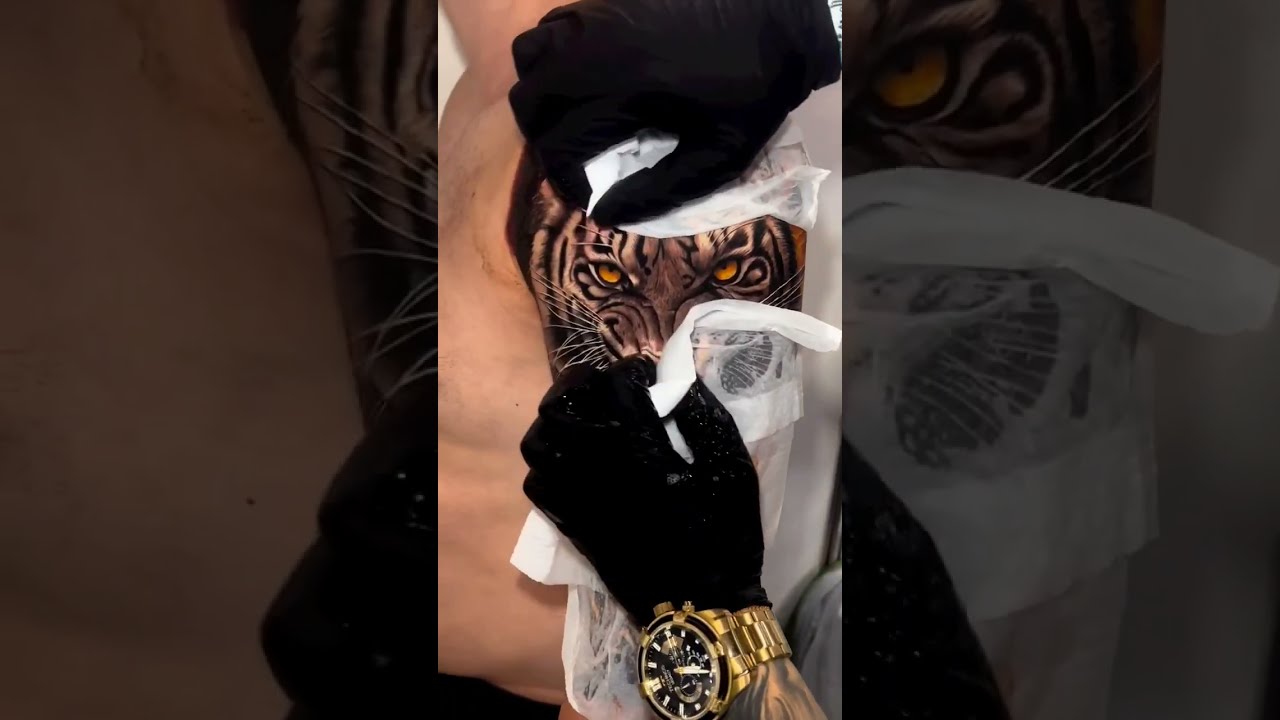 Amazing Tiger Tattoo Design | 3d Tiger Tattoo For Men Arm | #shorts #tigertattoo #3dtattoo
