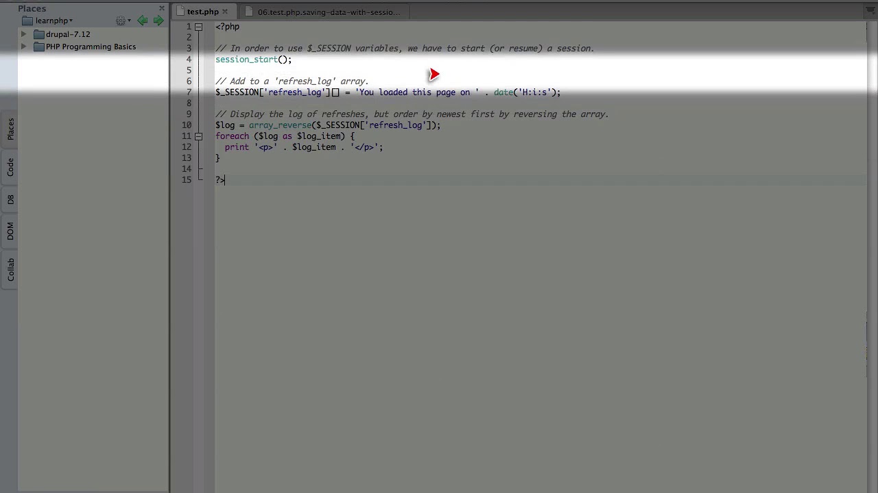 How use to sessions and the $ SESSION variable to store user information