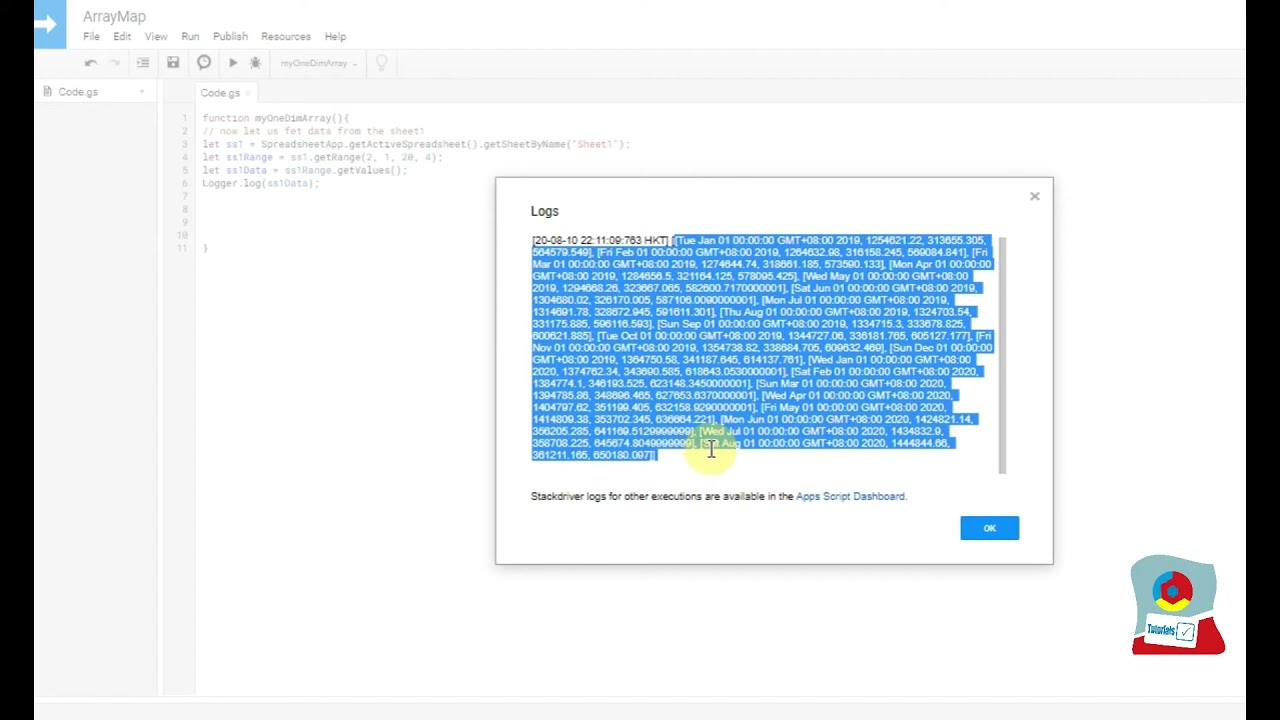 App Script - output data using map method