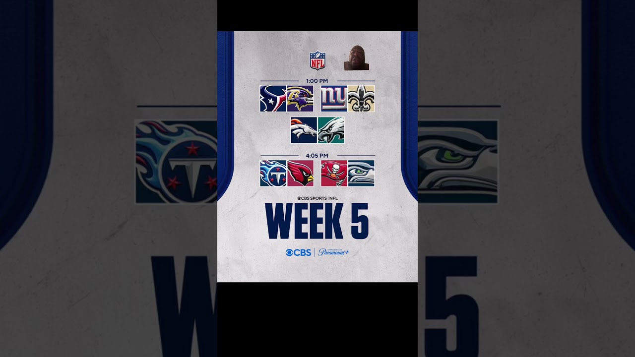 NFL schedule of games for week five on CBS ￼