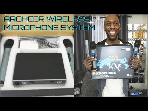 ARCHEER VHF WIRELESS MICROPHONE SYSTEM REVIEW WITH LCD DISPLAY DUEL CHANNEL MICROPHONES