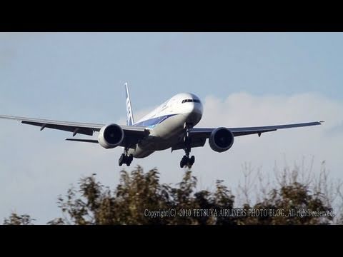 【CrossWind Landing】 ANA B777-300ER(JA733A) @NARITA RWY34R RAJJ 成田空港　さくらの山