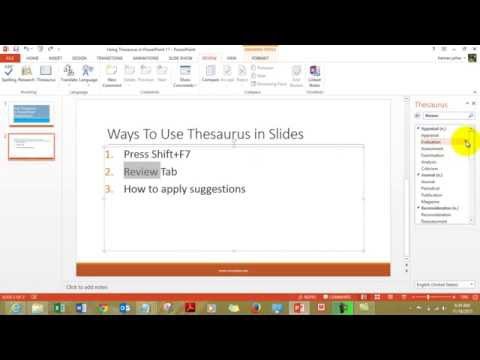 Use Thesaurus in PowerPoint in Hindi