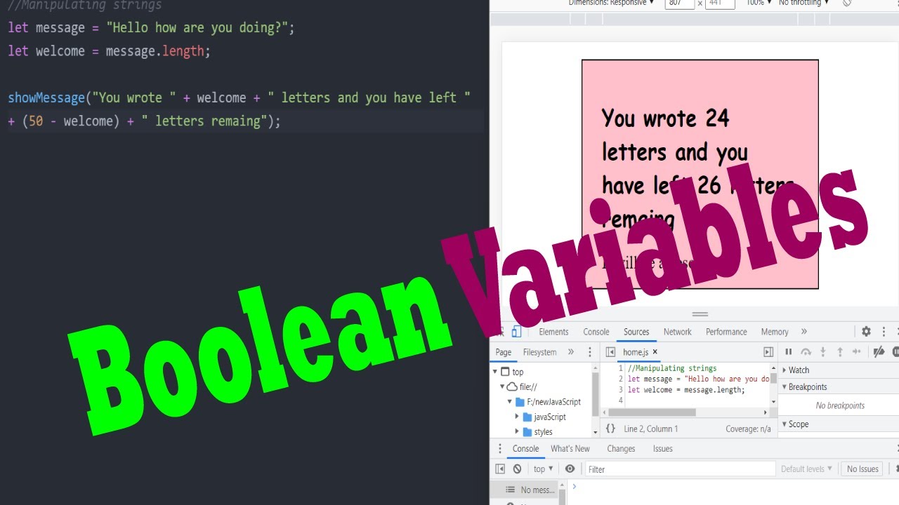 JAVASCRIPT TUTORIALS - BOOLEAN VARIABLES #11