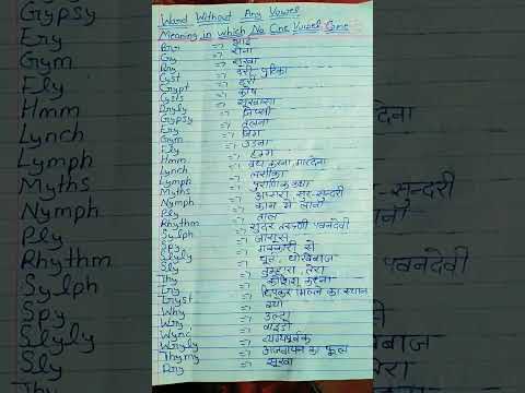 Word Meaning without any Vowel