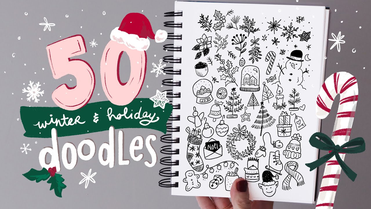 50 Cute Winter Doodle Ideas for When You’re Bored On Holiday | Easy Beginner Doodles 2022