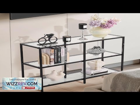 3 Tier Glass Console Table Rectangle Sofa Side Table with Anti Tip Black Review