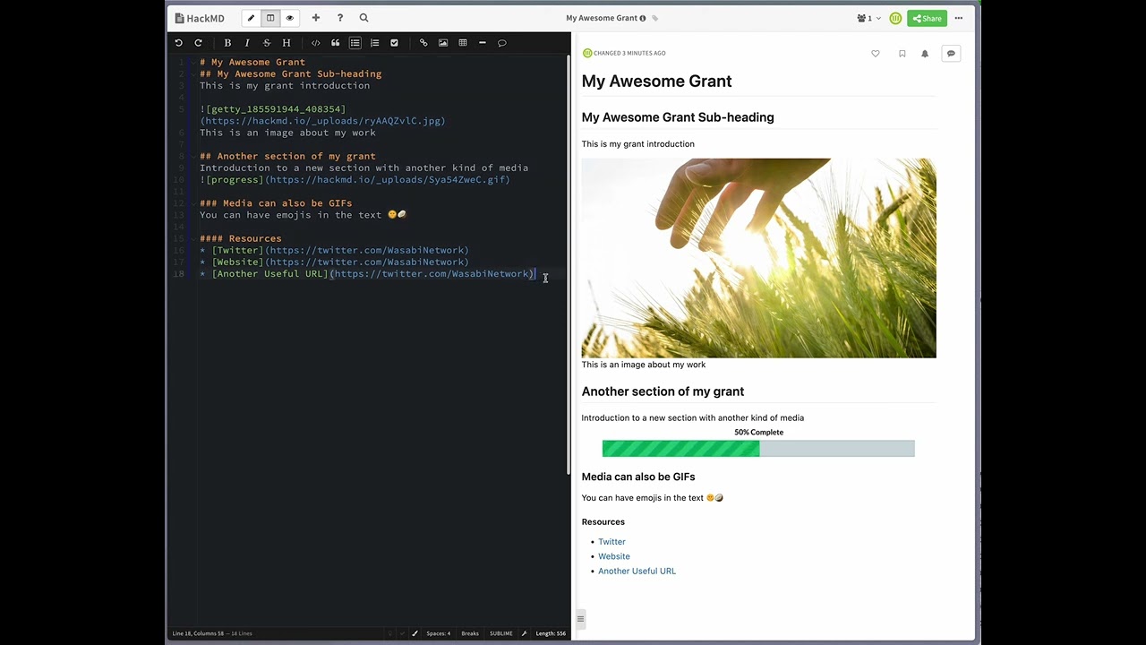 Using HackMD to write your Markdown Code in Gitcoin Grants Stack