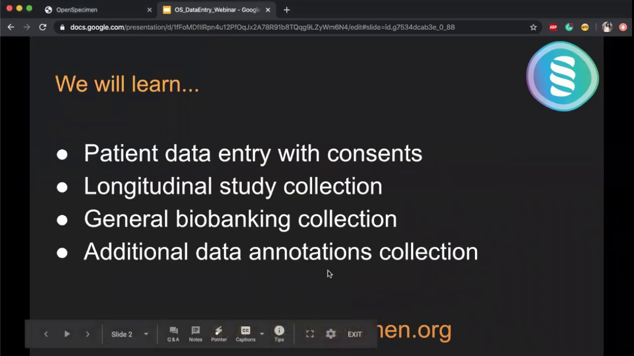 OpenSpecimen Training: Biospecimen Data Entry