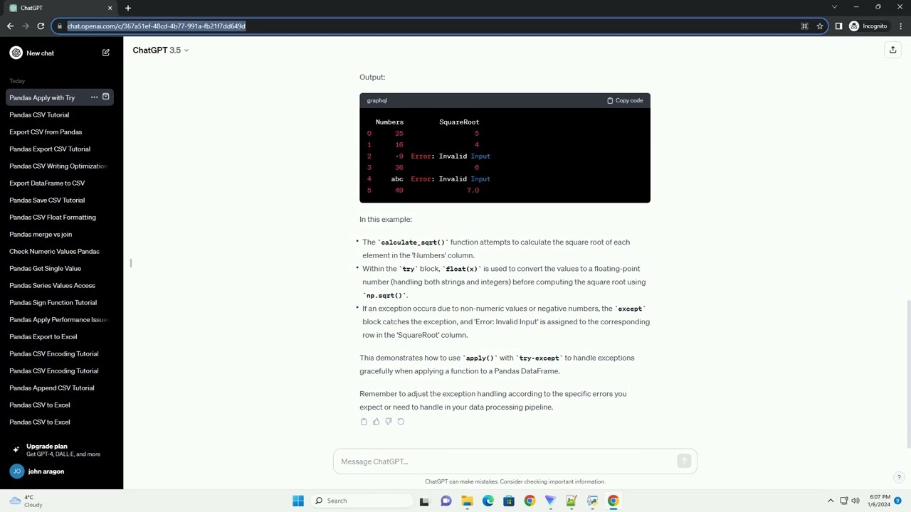 python pandas apply try except