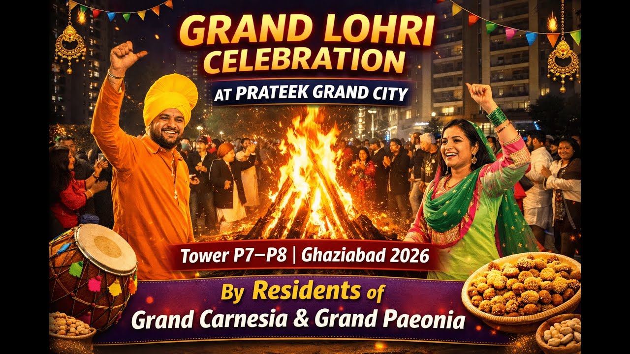Lohri Night at Prateek Grand City 🔥 | Grand Carnesia & Paeonia Residents | P7–P8