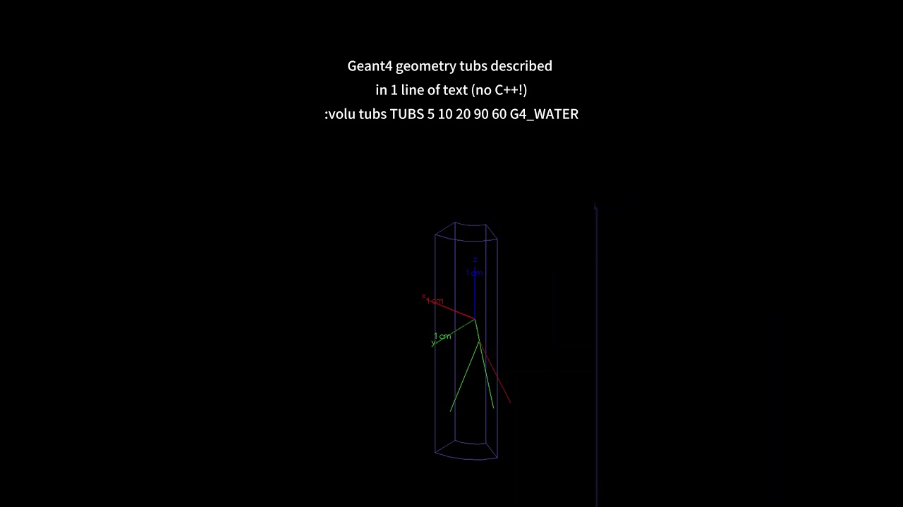 #Geant4 geometry, tube section, w/o C++!