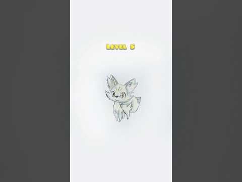 FENNEKIN drawing LEVEL 1️⃣ to LEVEL 6️⃣ and me in the video #shorts #art #pokemon #howtodraw #cute