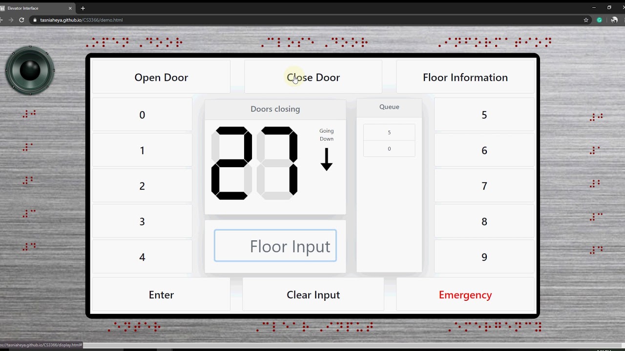 CS3366 Elevator Interface Demo
