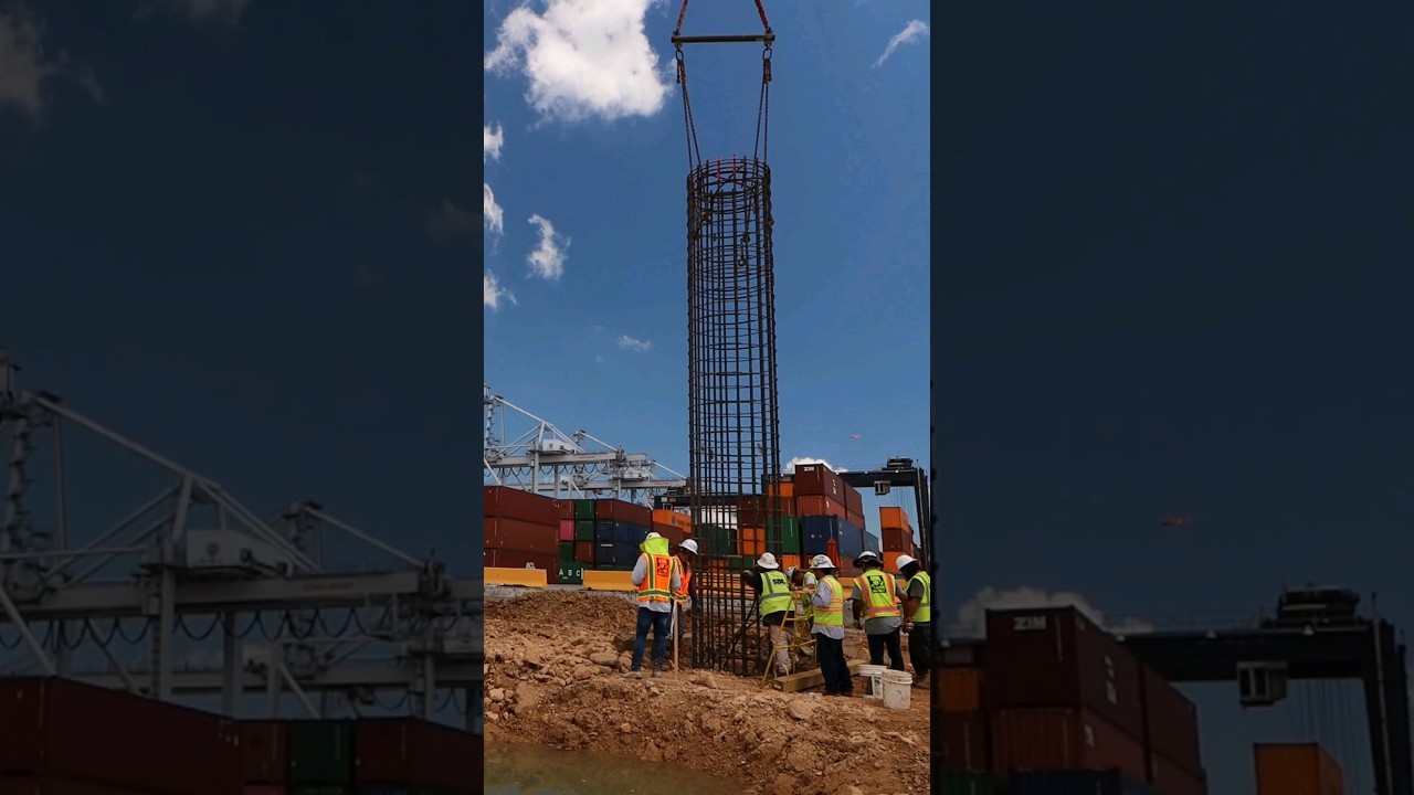 Deep foundation for HMP. #construction #pole #light #lift #crane #cage #foundation #piles