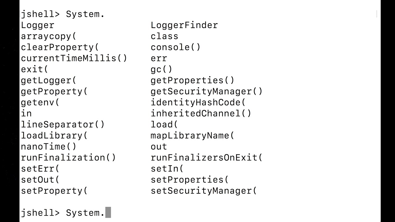 Java 9 - Jshell shortcuts