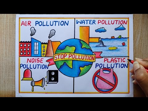 Stop Pollution drawing easy | stop plastic pollution| National Pollution Control day poster drawing
