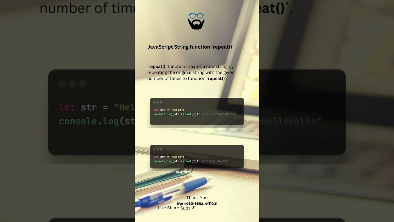 JavaScript String function repeat() #javascript  #repeat ( #shorts )