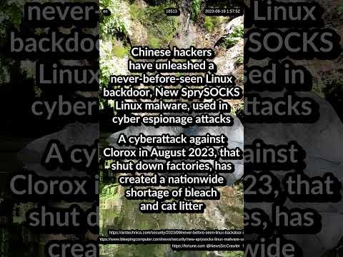 Chinese hackers' SprySOCKS malware, used in espionage. Attack to Clorox created bleach shortage
