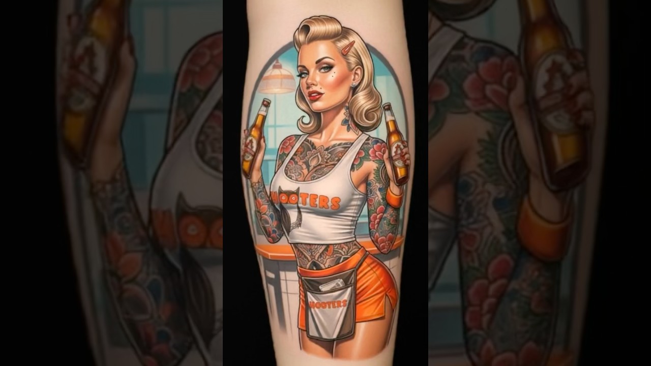 Hooters waitress tattoo pinup ideas #hooters #tattoo #pinup #tattooideas #tattoos #DreamScreenAI