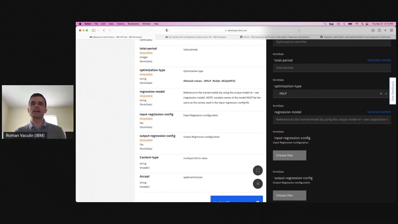 Exploring the regression optimization API on IBM API Hub