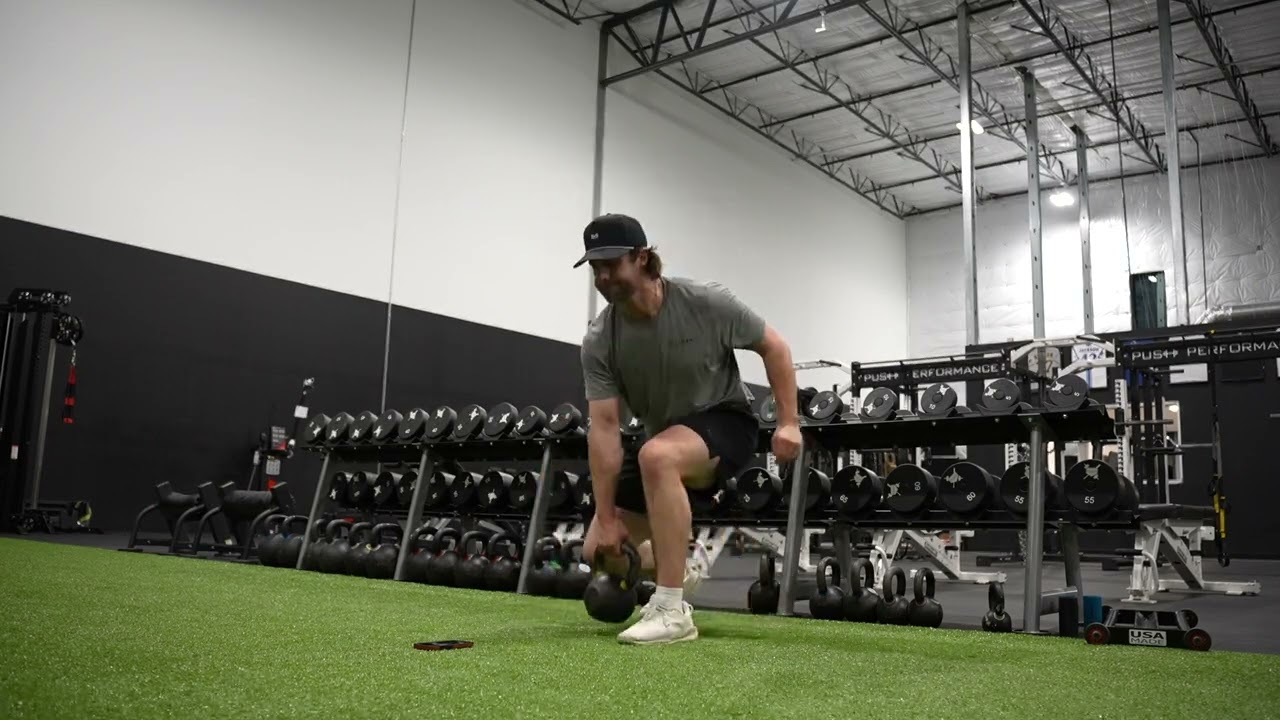 Split Squat Rhythm Jumps w/ KB Drop for Time