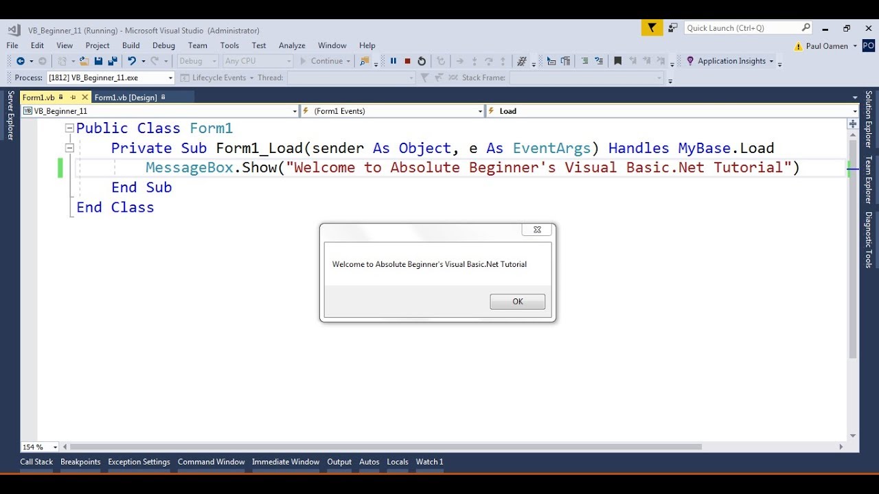 Visual Basic.Net For Absolute Beginners - Tutorial 1
