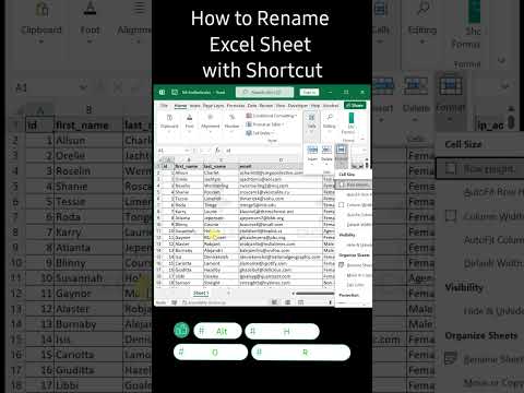 How to Rename Excel Sheet with Shortcut