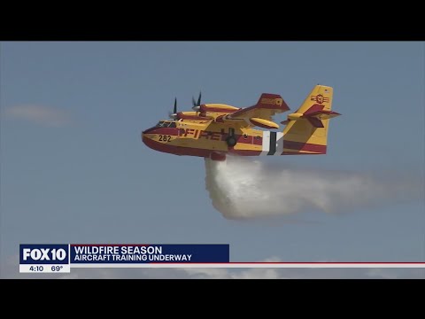 Fire crews make practice water drops at Phoenix-Mesa Gateway Airport | FOX 10 News