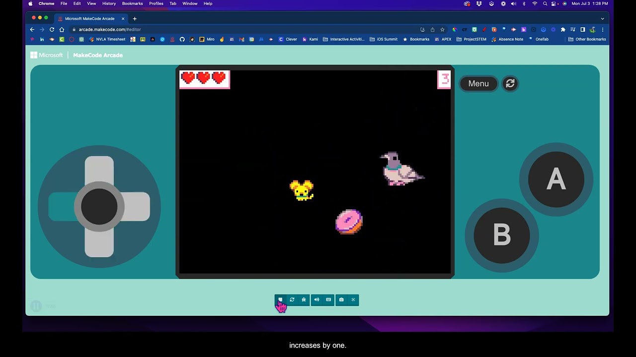 Makecode Arcade Score and Life