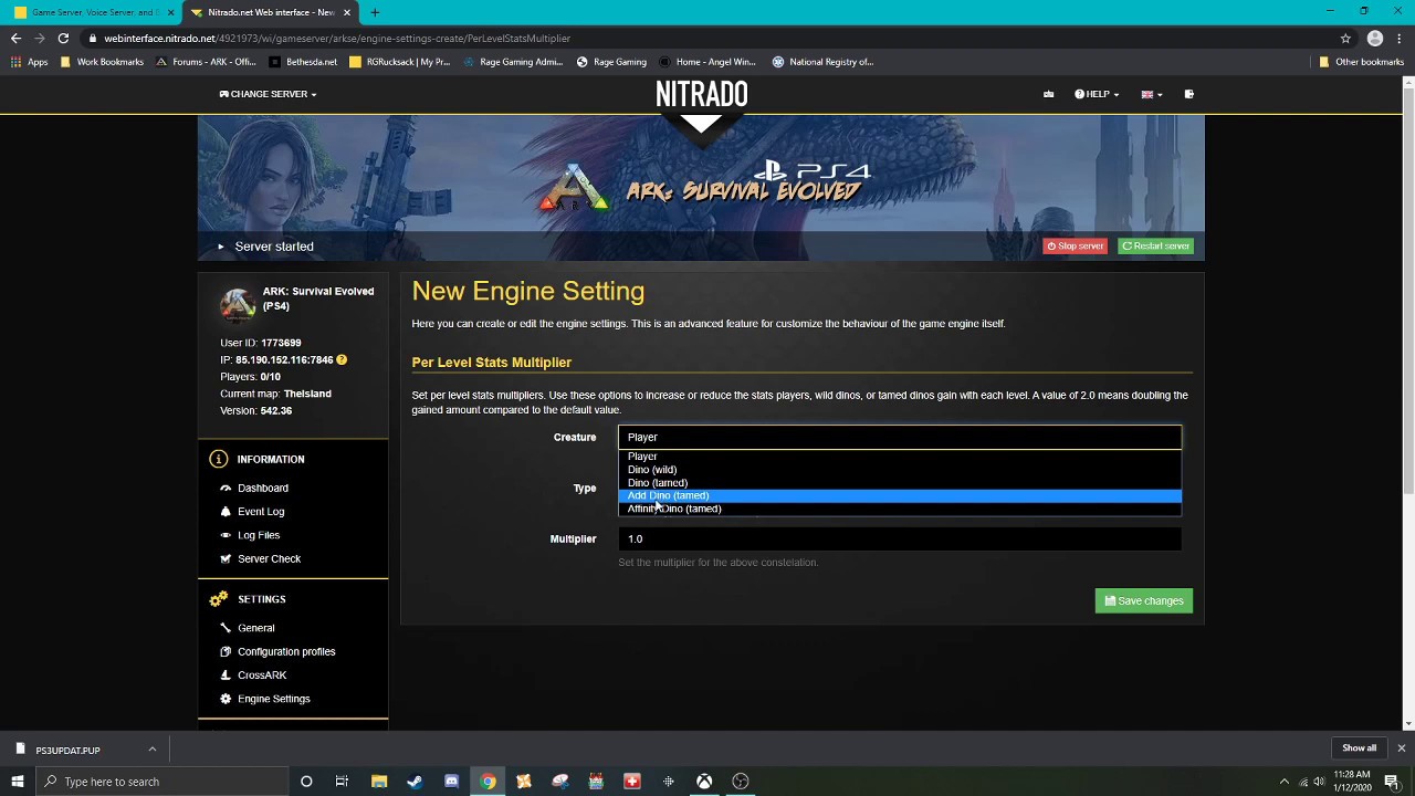 ARK Server Settings Tutorial (PS4, Nitrado) Part 3-Other Settings