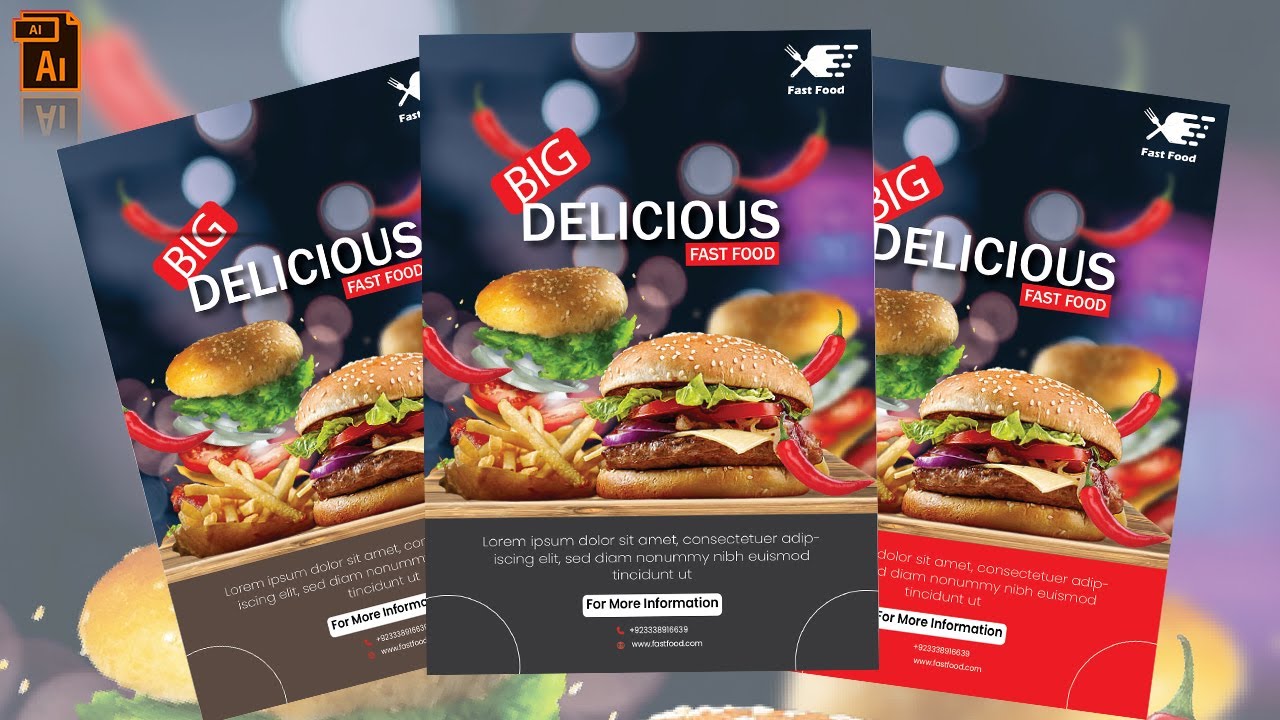 Burger Restaurant Flyer Design -illustrator 2019