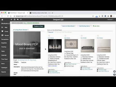 DesignerLogic mood board pdf workflow Part 7: publish to Client Portal