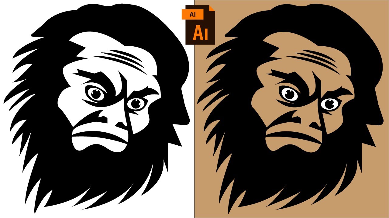 Gorilla Face Design Illustrator | Ape, Gorilla Face Art Scratch to Vector | Design by Moral Graphics