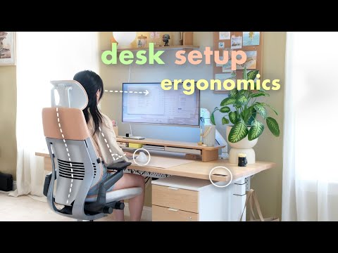 desk setup ergonomics🧘🏻♀️ | standing desk, ergonomic chair, tech, posture