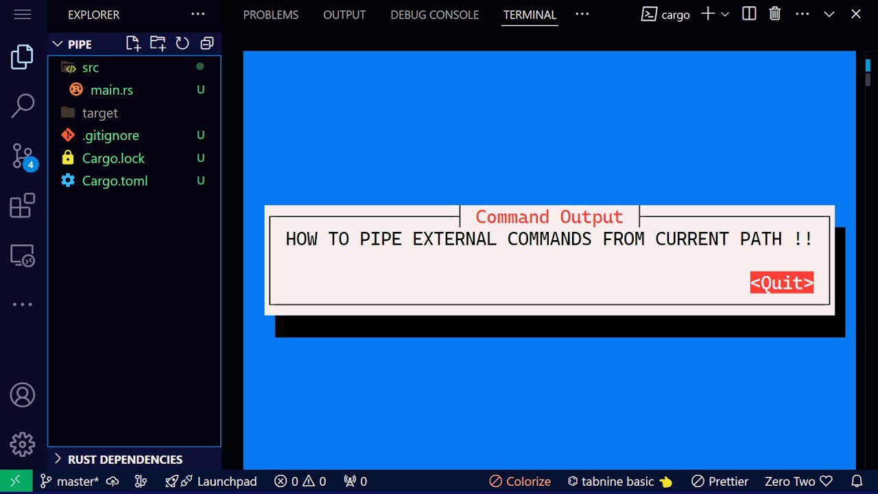 🦀 Rust TUI App to display external command | Cursive Crate